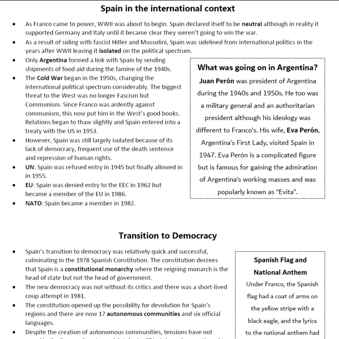 Franco Dictatorship: A Summary (in English) - Sail Through Spanish