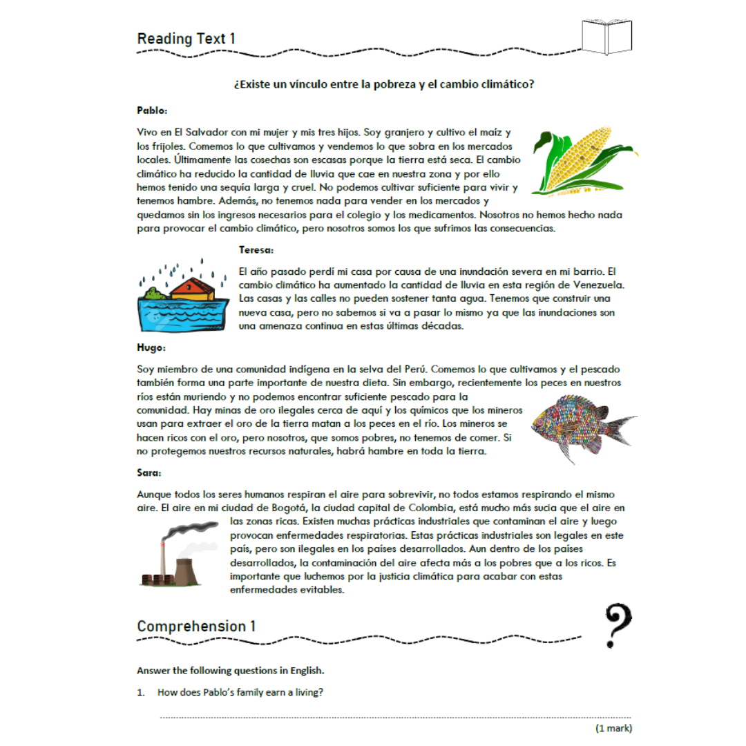 Spanish Reading Comprehension: La pobreza y las personas sin hogar ...
