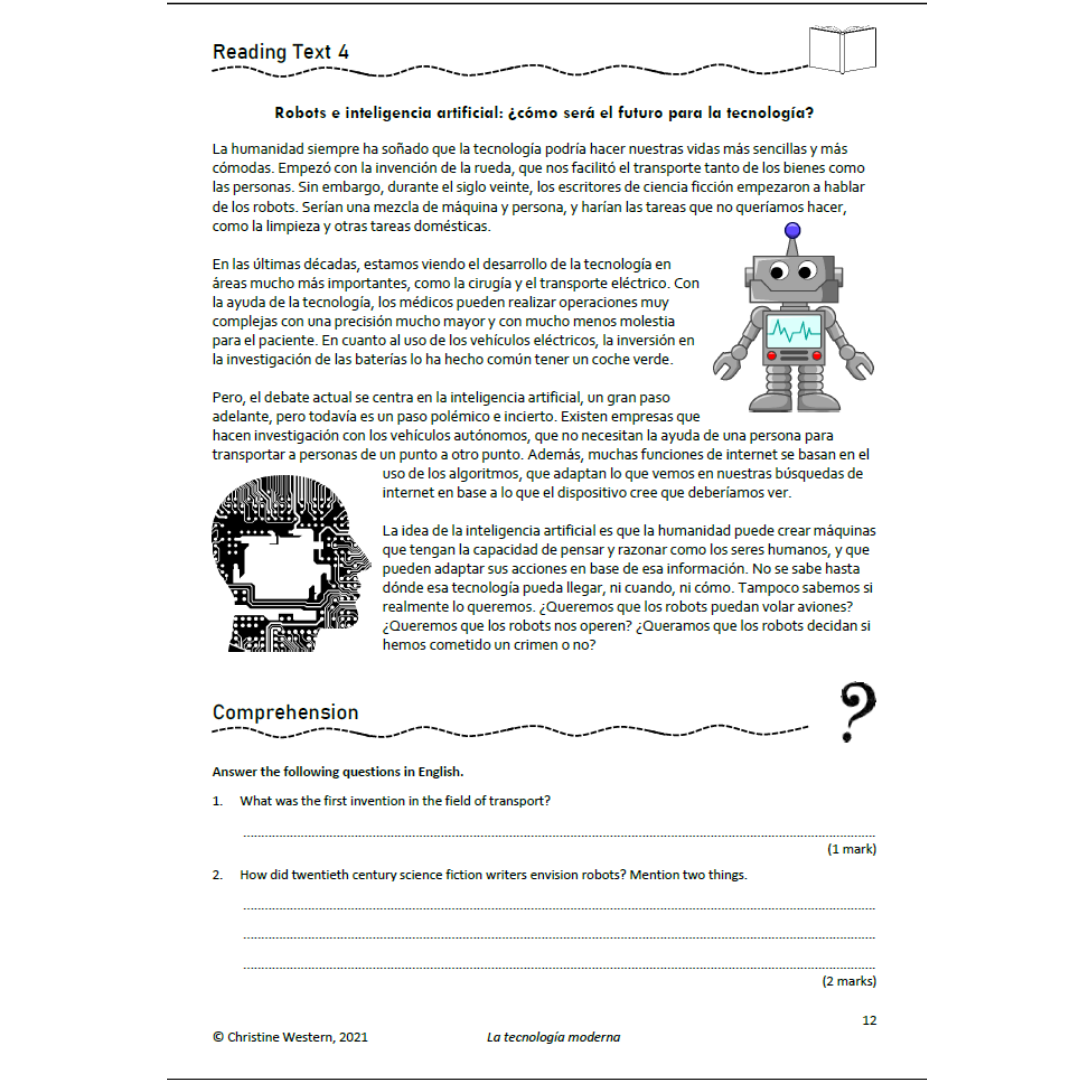 Spanish Reading Comprehension: La tecnología moderna - Sail Through Spanish