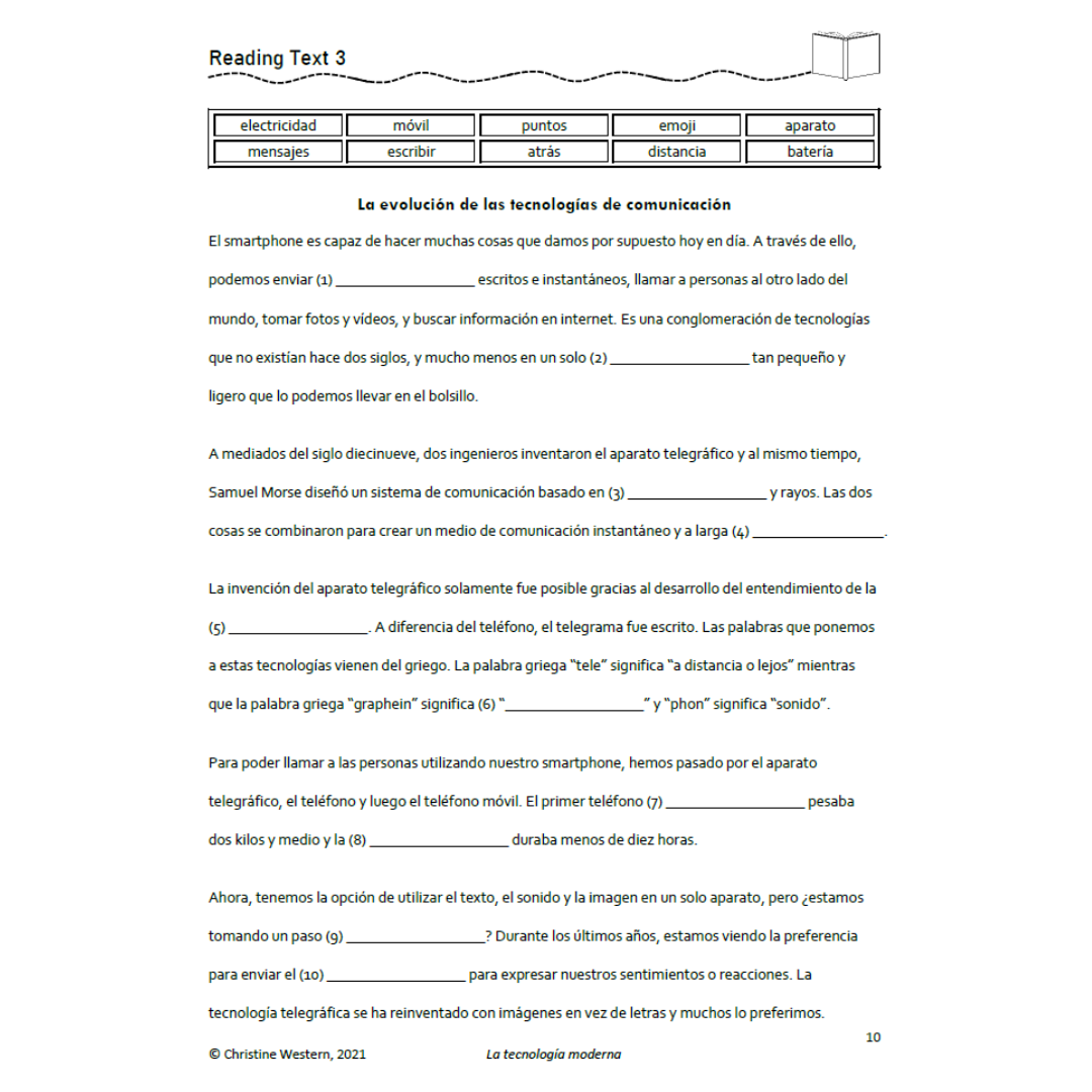 Spanish Reading Comprehension: La tecnología moderna - Sail Through Spanish