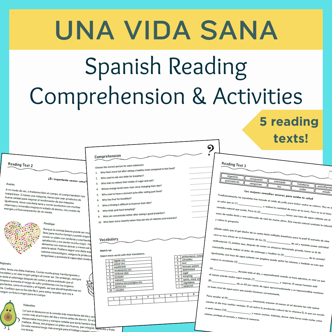 Spanish Reading Comprehension: Una vida sana - Sail Through Spanish