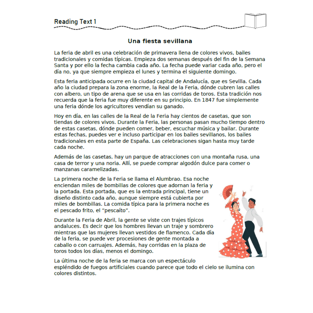 Reading & Vocab: La feria de abril - Sail Through Spanish