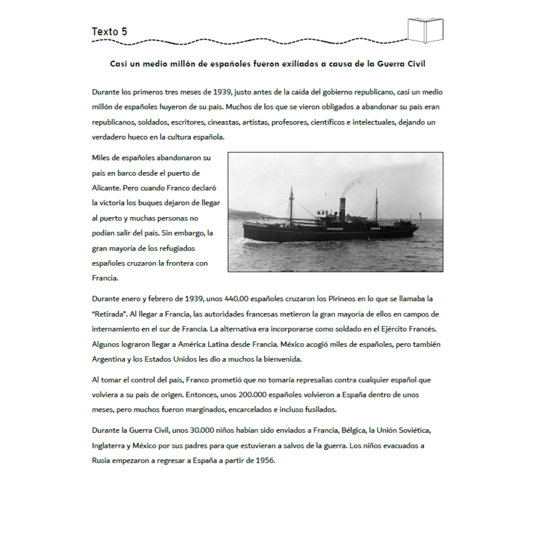 La Guerra Civil Española: Advanced Spanish Reading Practice - Sail ...