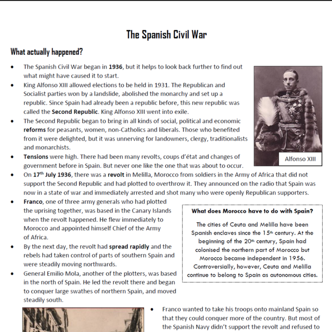 Spanish Civil War: A Summary (in English) - Sail Through Spanish