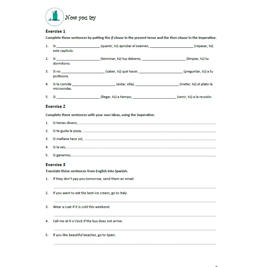 Si clauses/Conditional sentences: Spanish grammar practice - Sail ...