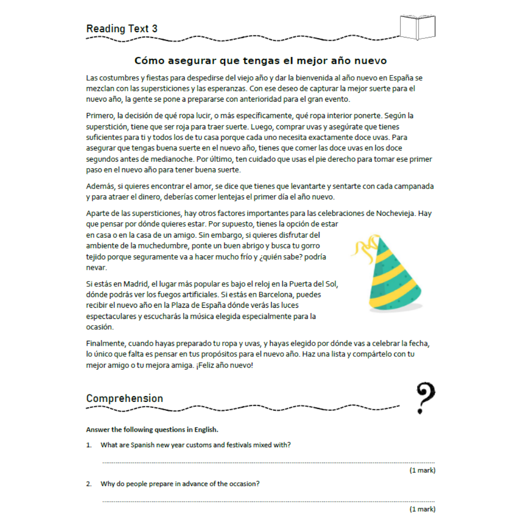 Spanish Reading Comprehension: Christmas and New Year - Sail Through ...