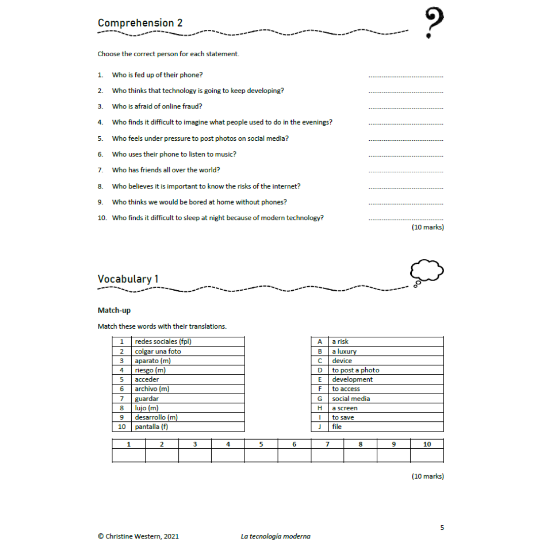 Spanish Reading Comprehension: La tecnología moderna - Sail Through Spanish