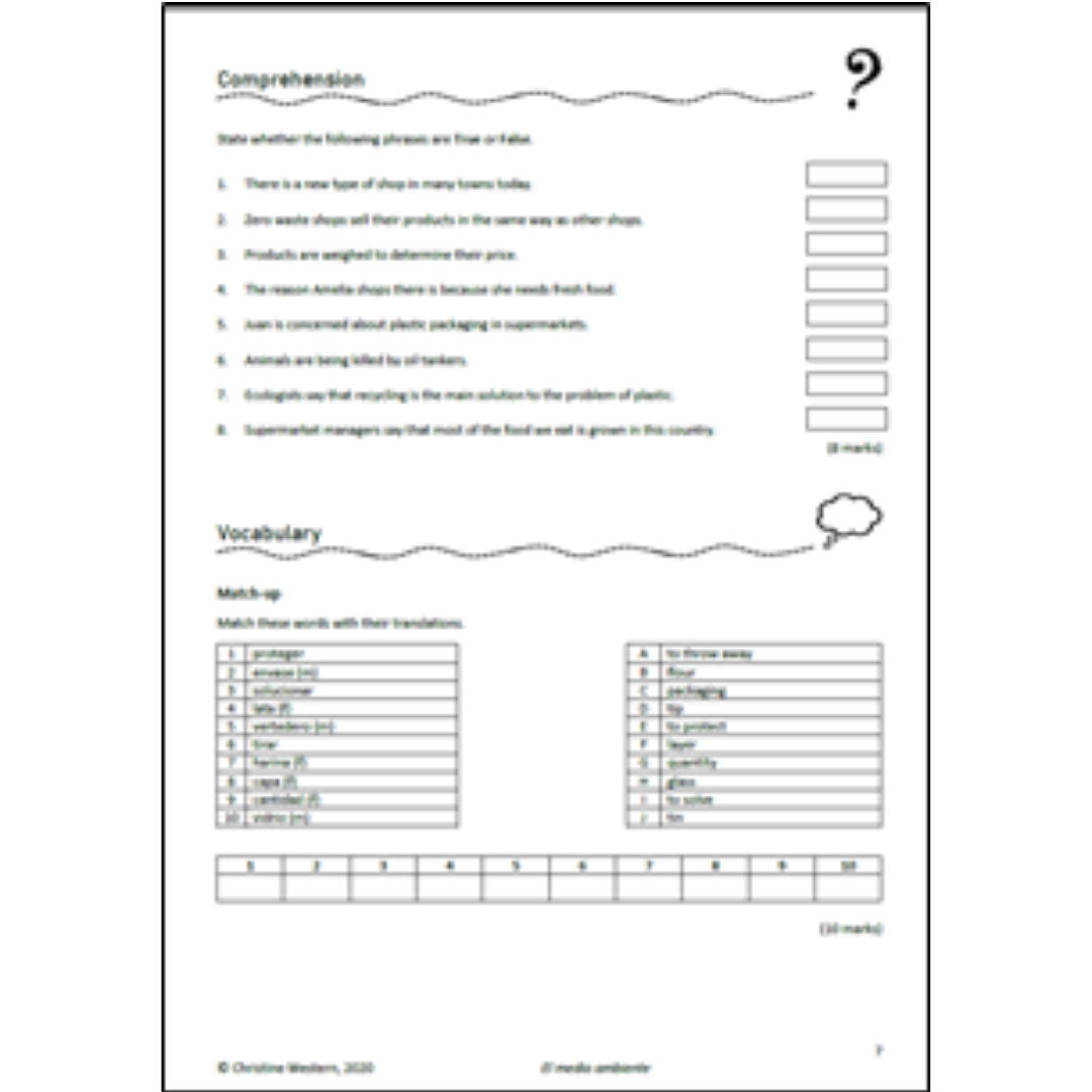 Spanish Reading Comprehension: El medio ambiente - Sail Through Spanish