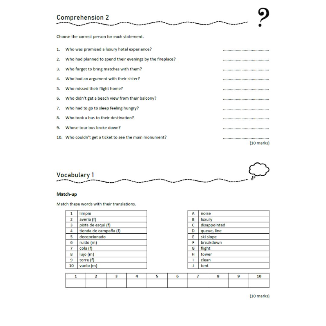 Las vacaciones: Spanish Reading Comprehension - Sail Through Spanish